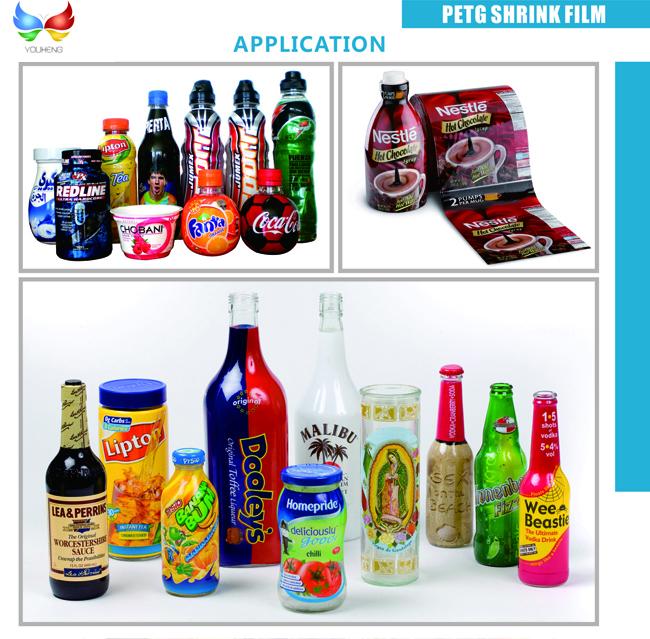 78% Shrinkage 40MIC Clear PET Plastic Shrink Film For Shrink Sleeve ...